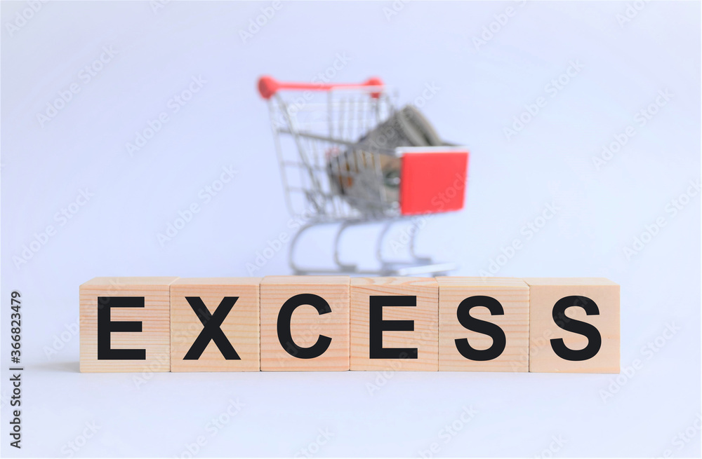 surplus in sales, marketing supply and demand concept lettering on ...