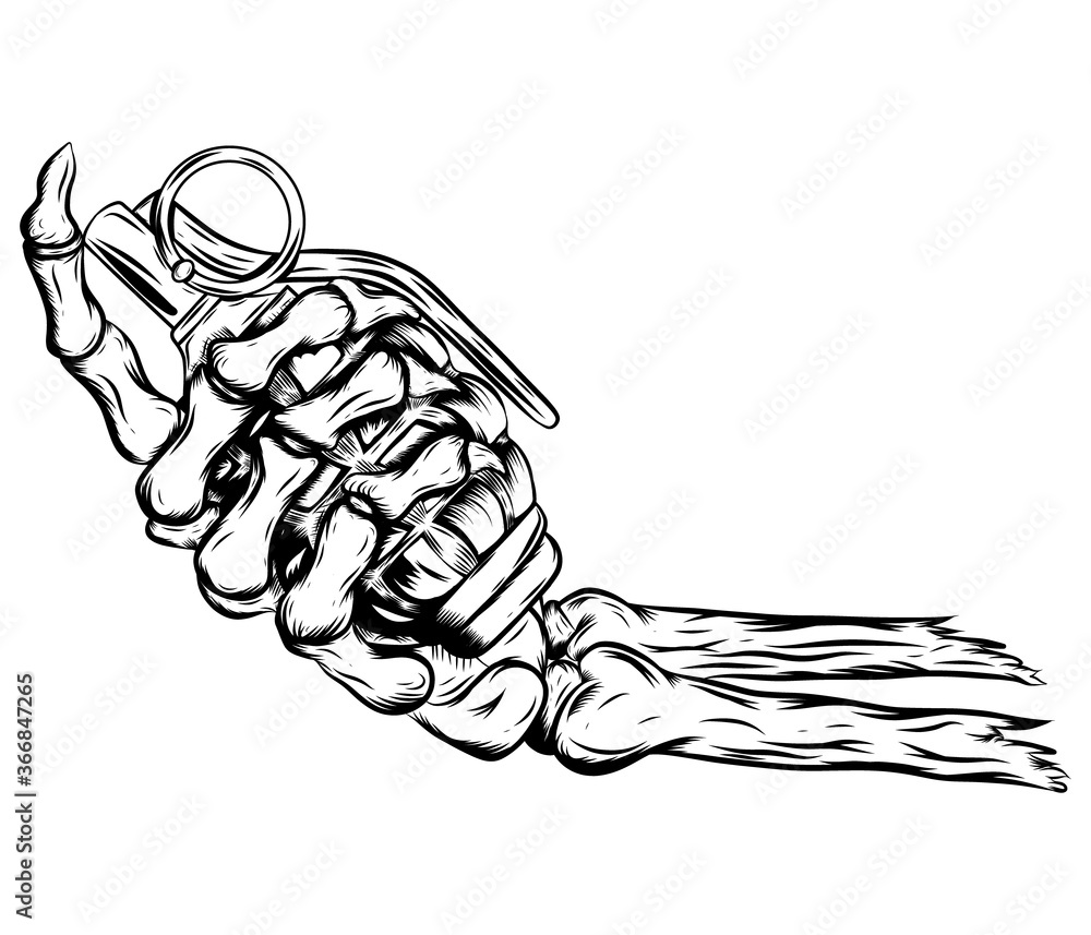 human skeleton hand holding grenade Stock Vector | Adobe Stock