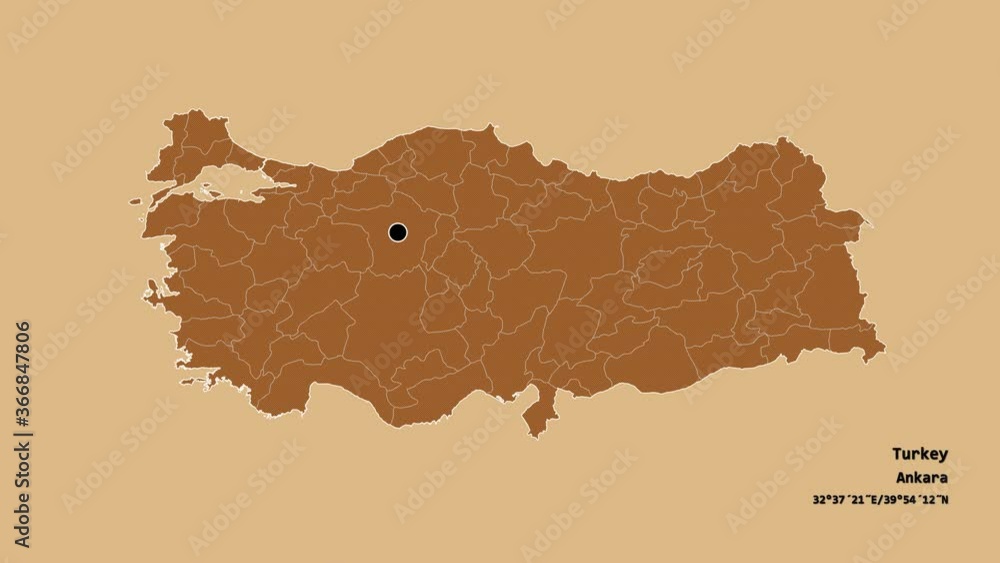 Malatya, province of Turkey, with its capital, localized, outlined and ...