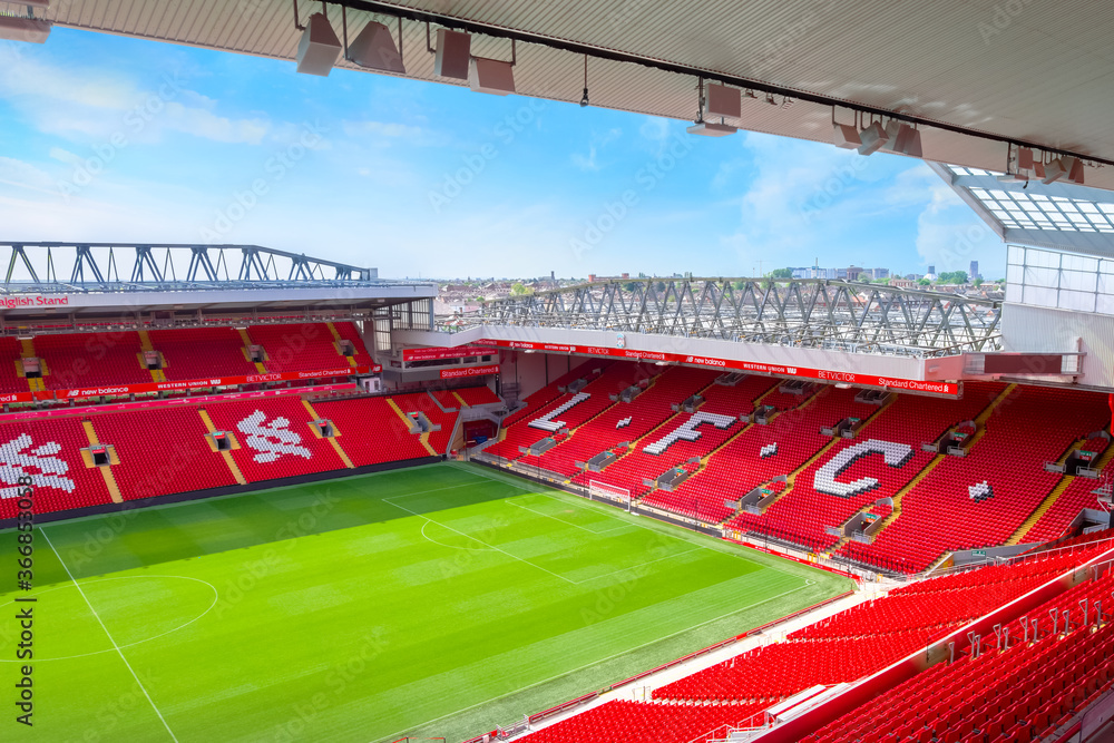 Liverpool, United Kingdom - May 17 2018: Anfield stadium, the home ...