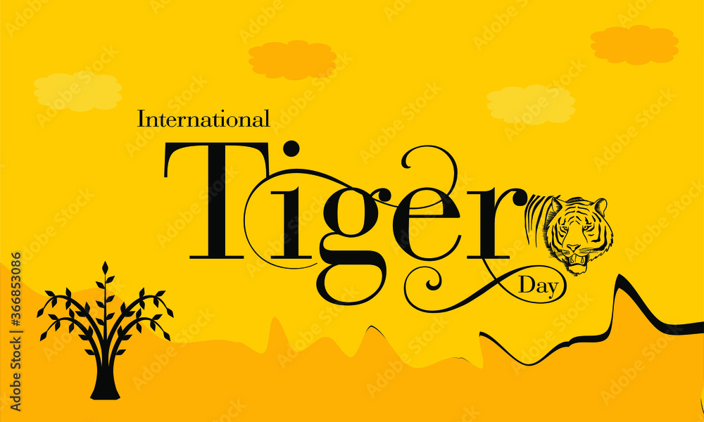 International Tiger Day Creative Design with Red Background, Stylish ...