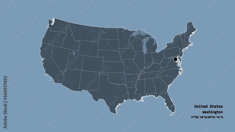 Alabama, state of United States mainland, with its capital, localized ...