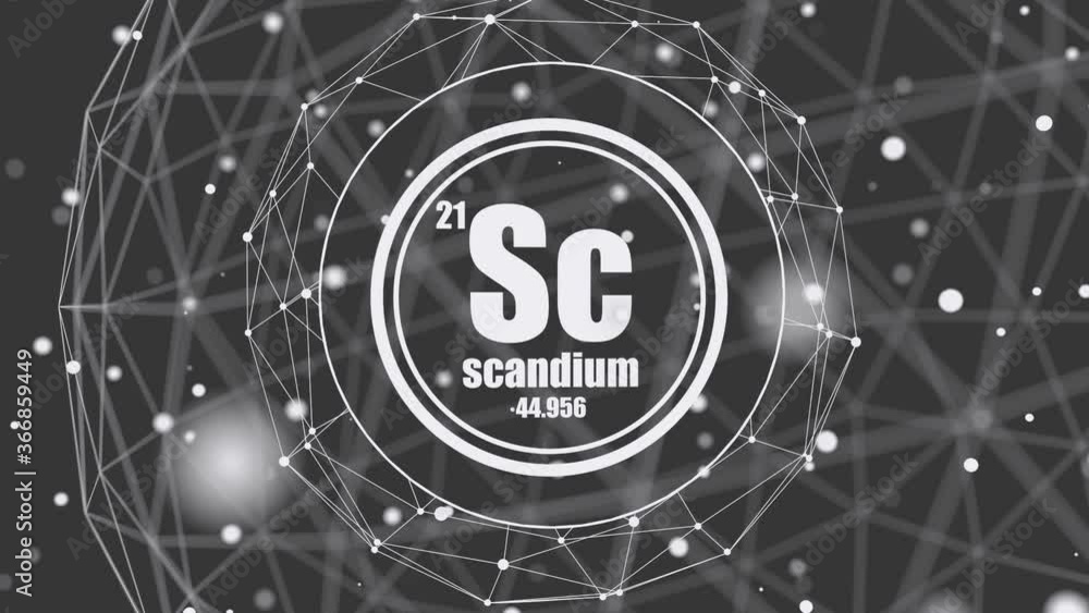 Scandium chemical element. Sign with atomic number and atomic weight ...