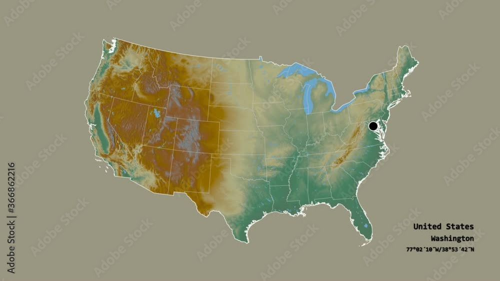Nebraska, state of United States mainland, with its capital, localized ...