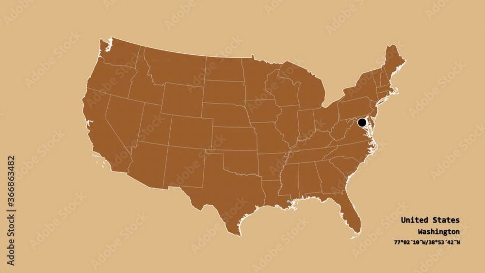 New York, state of United States mainland, with its capital, localized ...
