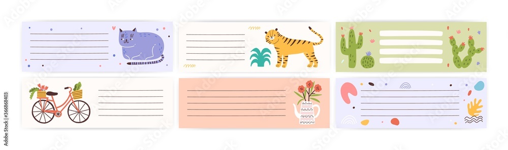 Set of childish, cute agenda, organizer. Weekly memo page with place ...