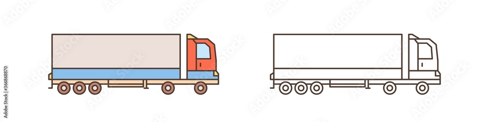 Modern logistics truck, lorry icon. Commercial vehicle with diesel ...