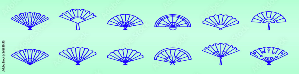 vector set spanish fan vector illustration isolated on tosca background ...