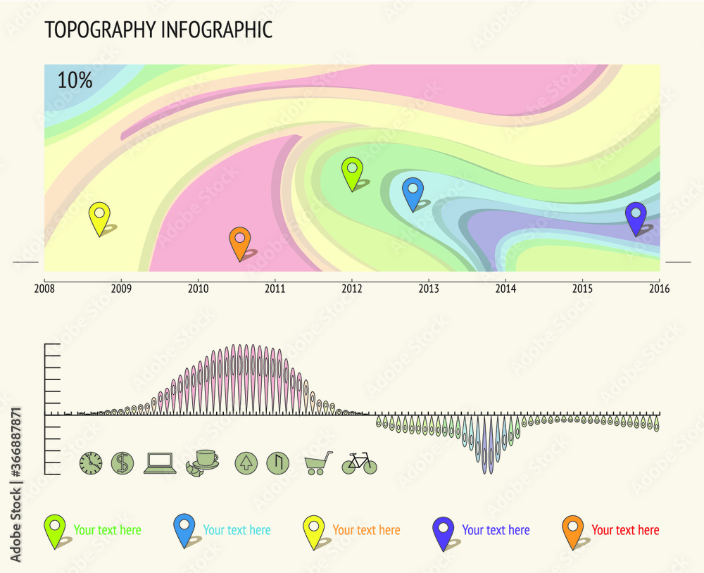 Set of Infographic Elements. Geodesic map and Information Graphics ...