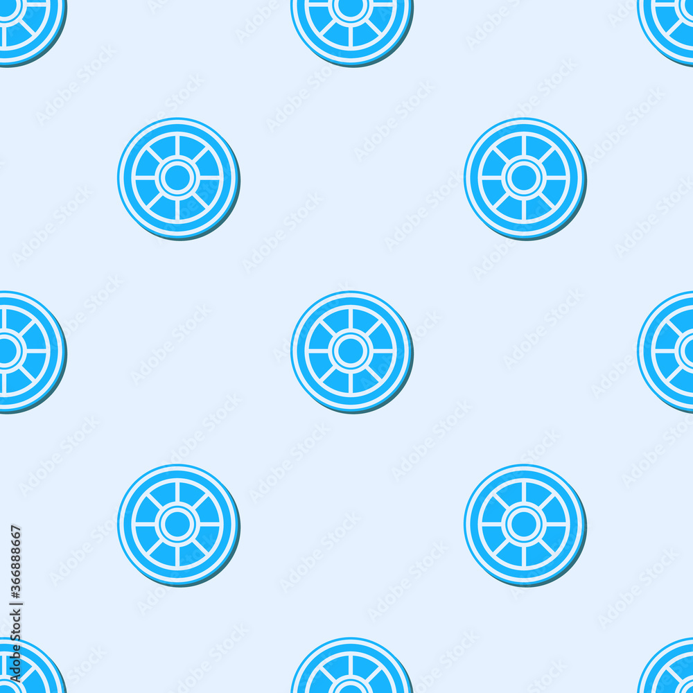 Blue line Safe icon isolated seamless pattern on grey background. The ...