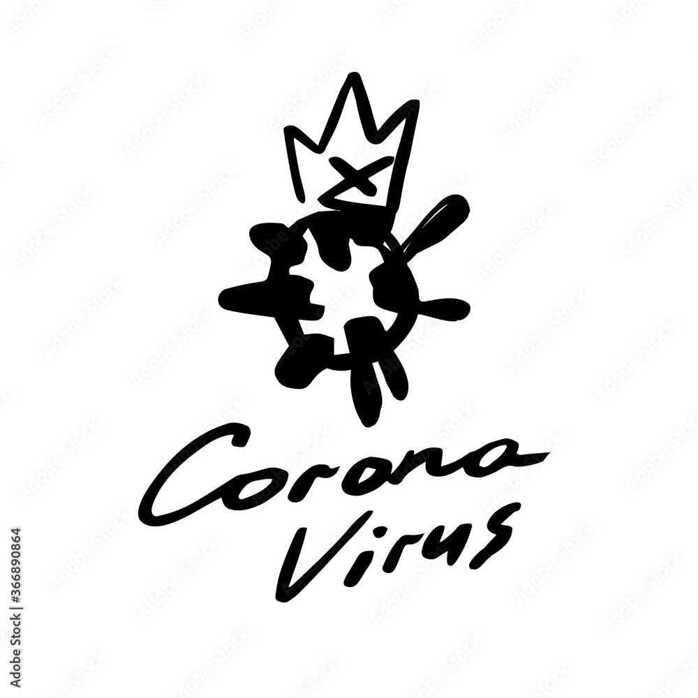 Corona virus sign, sketch logo. Coronovirus doodle logo set. Corona ...