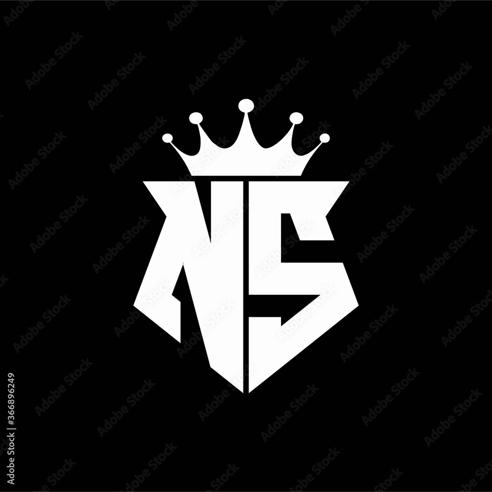 ns logo monogram shield shape with crown design template Stock Vector ...