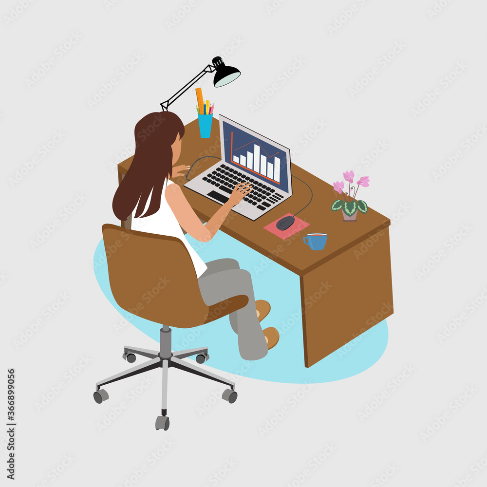 Business woman at work. Home office concept, woman working from home ...