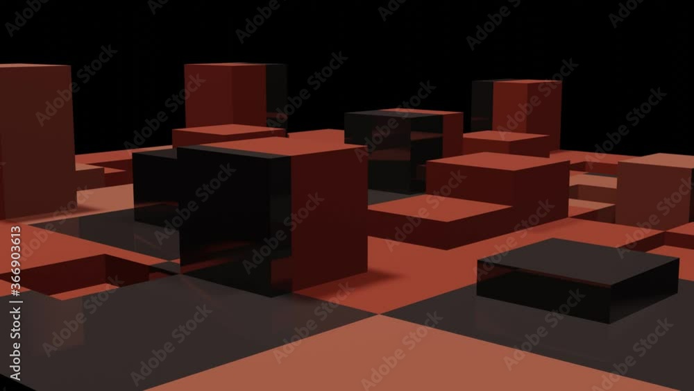 Abstract 3D render background made of cubical structures. A glowing ...