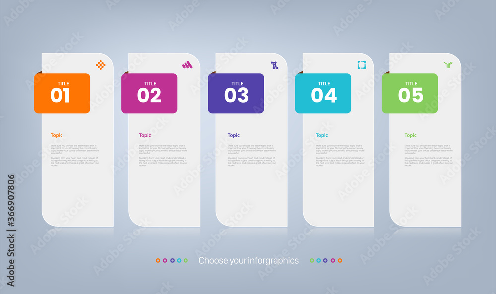 5 steps or options abstracts banners, Infographics design template ...