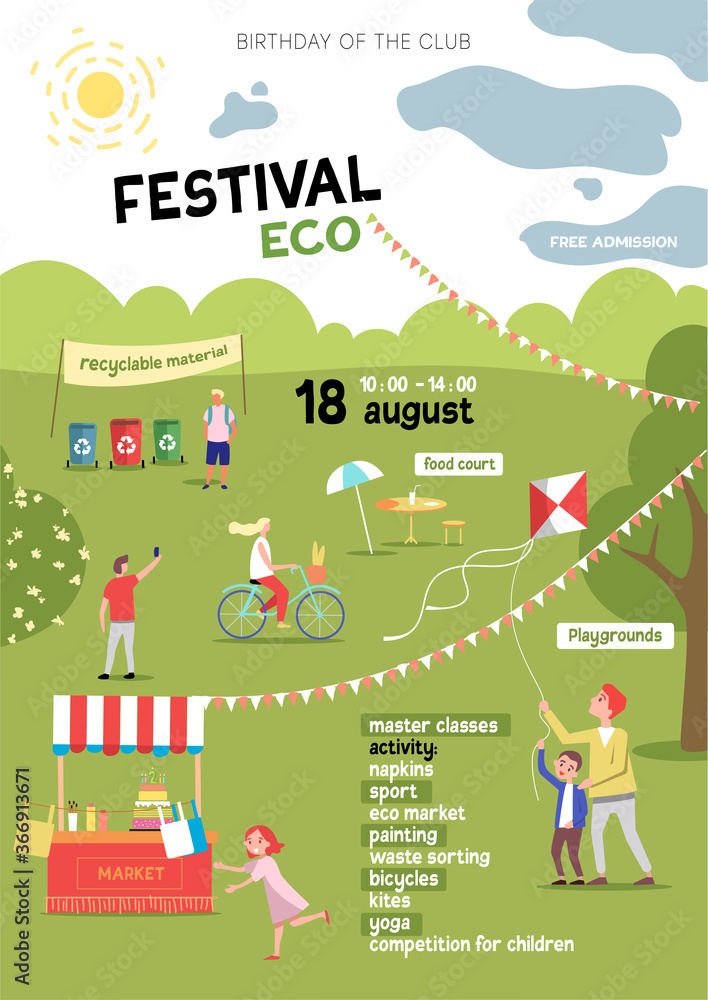 Summer holiday, birthday. A festive poster for a festival in nature ...