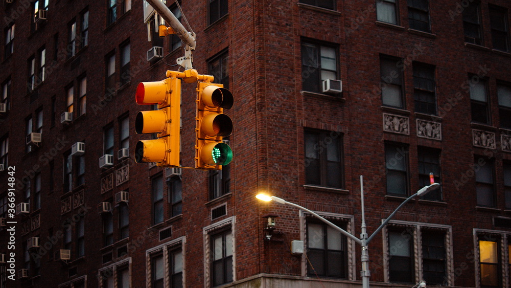 Traffic light on the street in New York Stock Photo | Adobe Stock