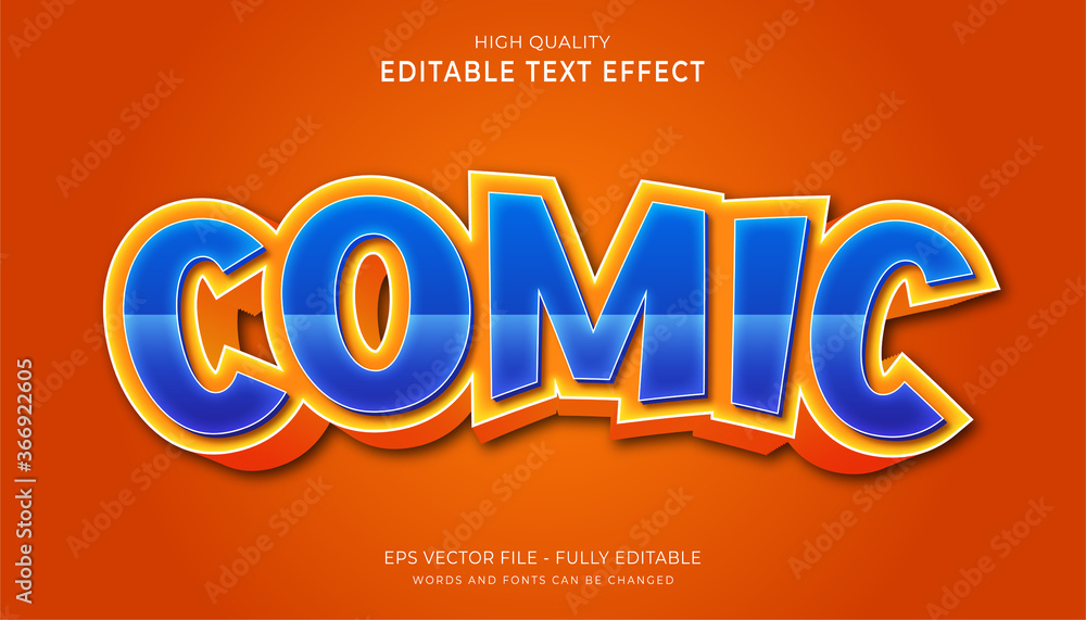 comic text effect, editable 3d cartoon text style effect. Stock Vector ...