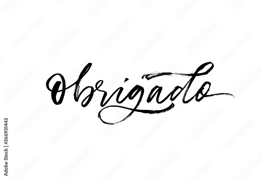 Obrigado ink brush vector lettering. Thank you in Portuguese. Modern ...