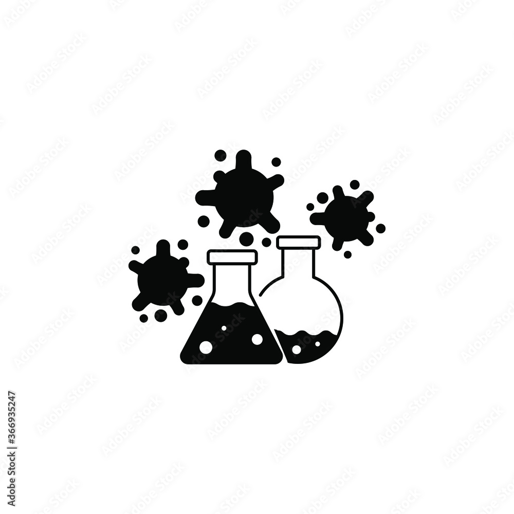 Virus, bacteria and flask, bulb icon, symbol, sign. coronavirus, COVID ...
