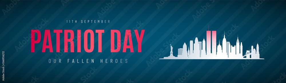 Patriot Day anniversary banner. Twin Towers in New York City Skyline ...