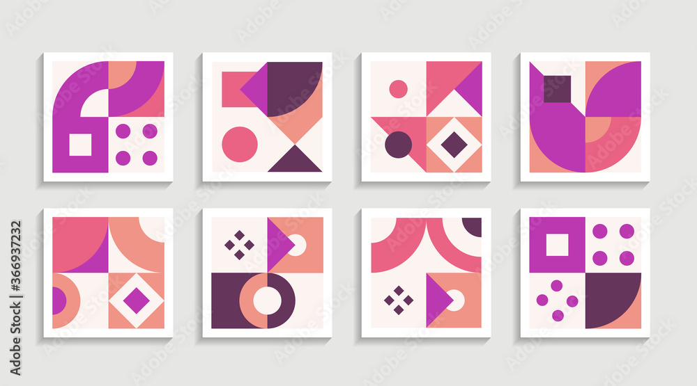 Modern Geometric artwork poster set with simple shape and figure ...