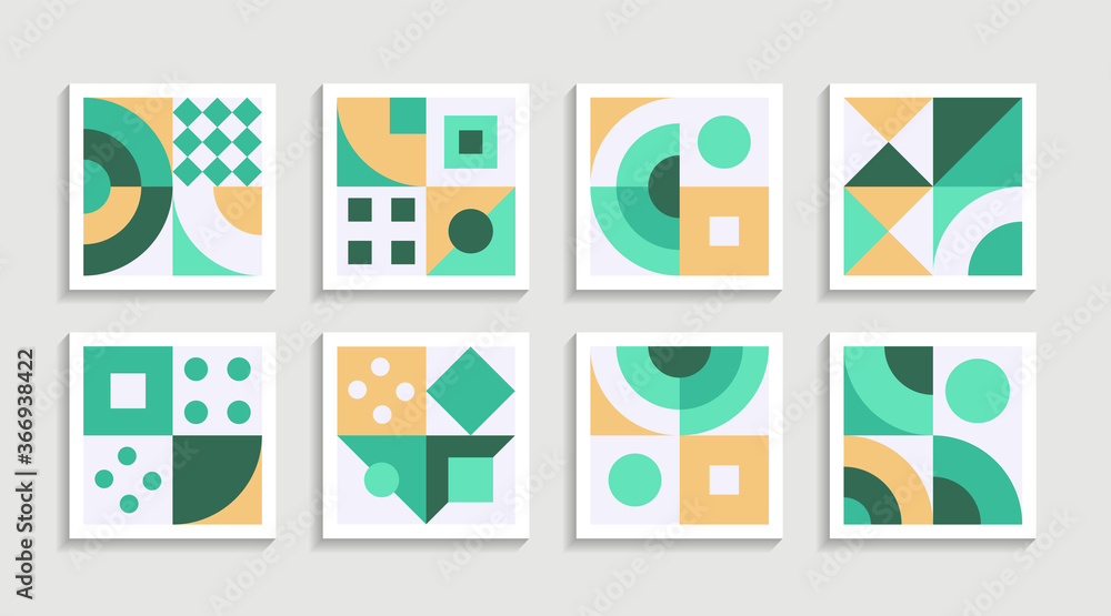 Modern Geometric artwork poster set with simple shape and figure ...