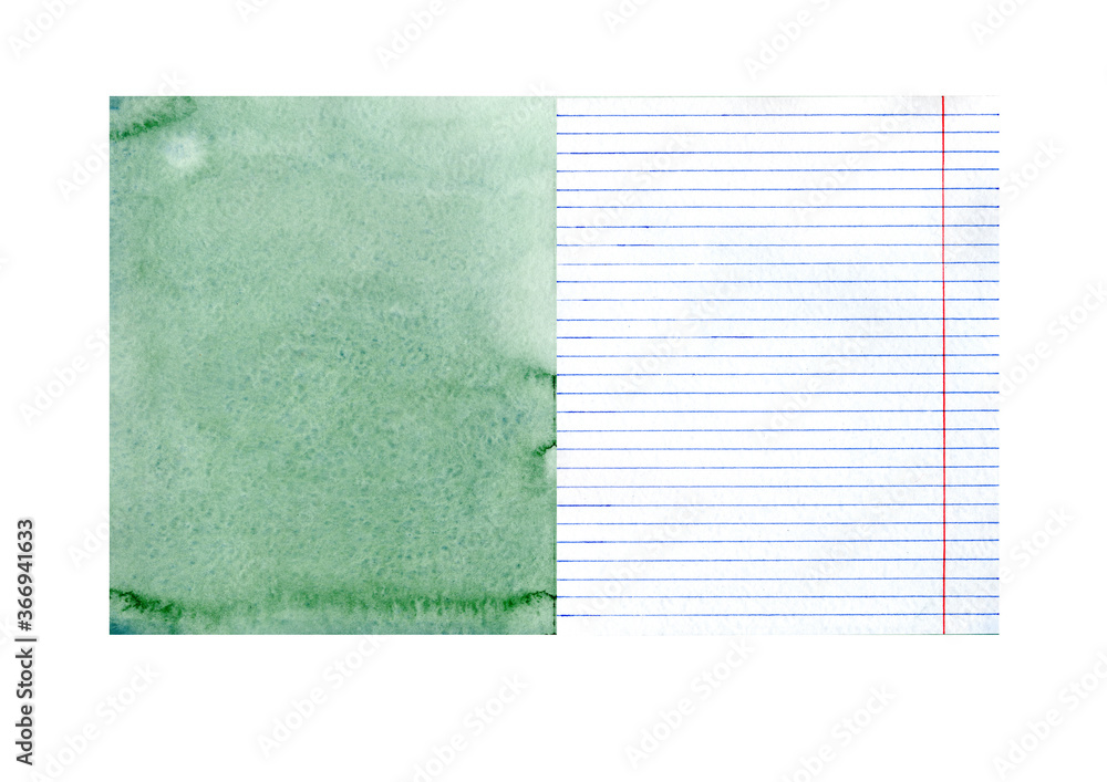 Hand drawn watercolor illustration of open school notebook with empty ... Hand drawn watercolor illustration of open school notebook with empty ...