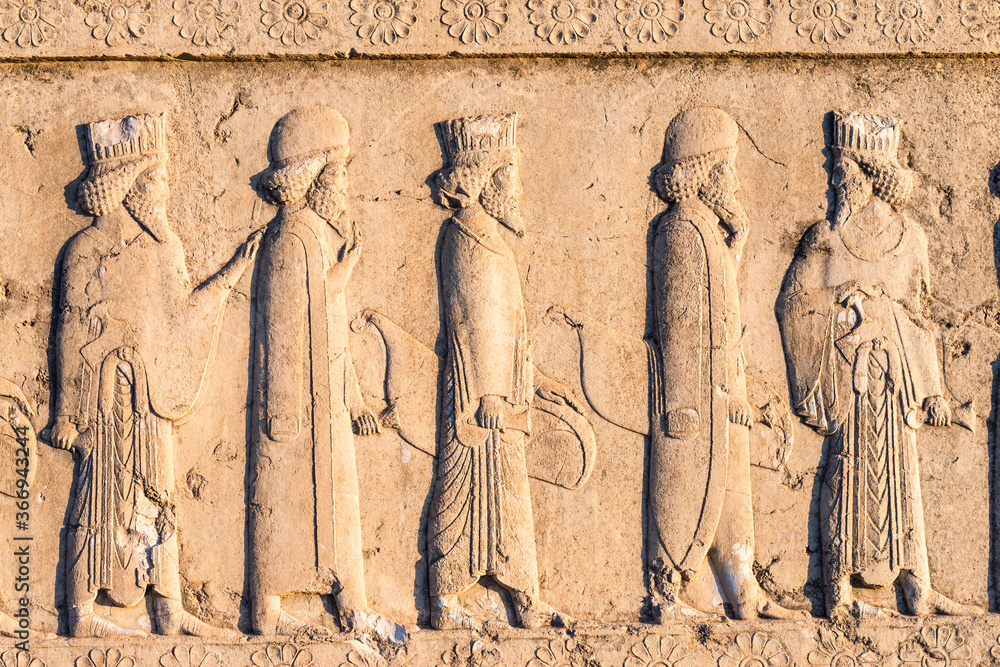 Poster Persepolis, Apadana stairway facade, Ancient relief of the ...