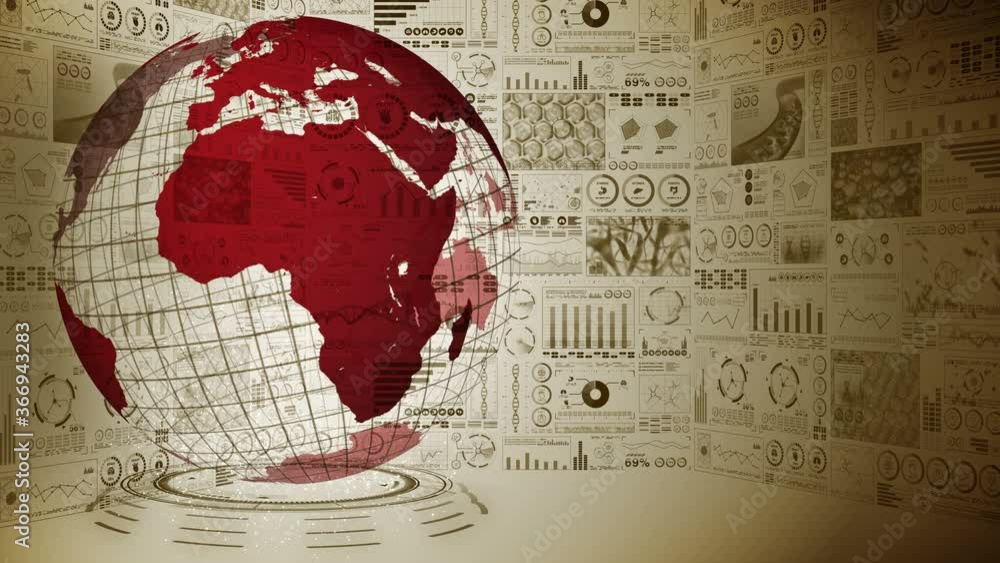 Pandemic of infection. Global earth with red dots of infection. Medical ...