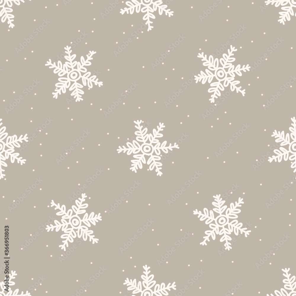 Seamless winter snowflake background pattern. Simple gender neutral ...