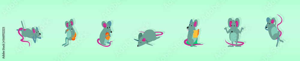 flat vector set of mouse in different poses. vector illustration Stock ...