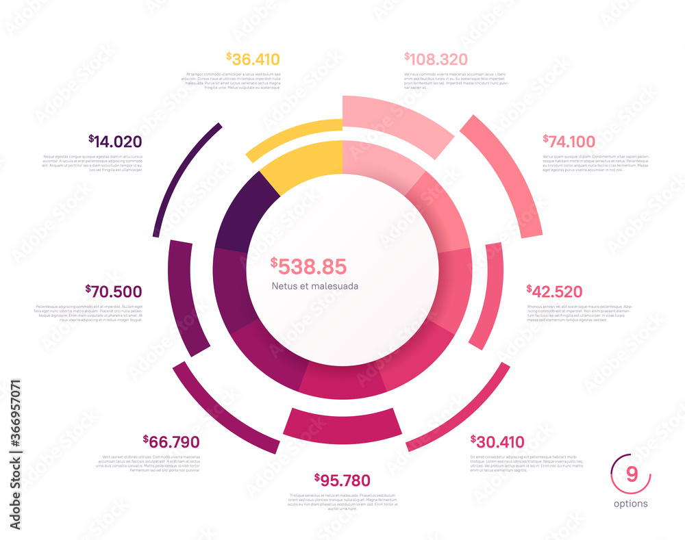 Vector circle chart design, modern template for creating infographics ...