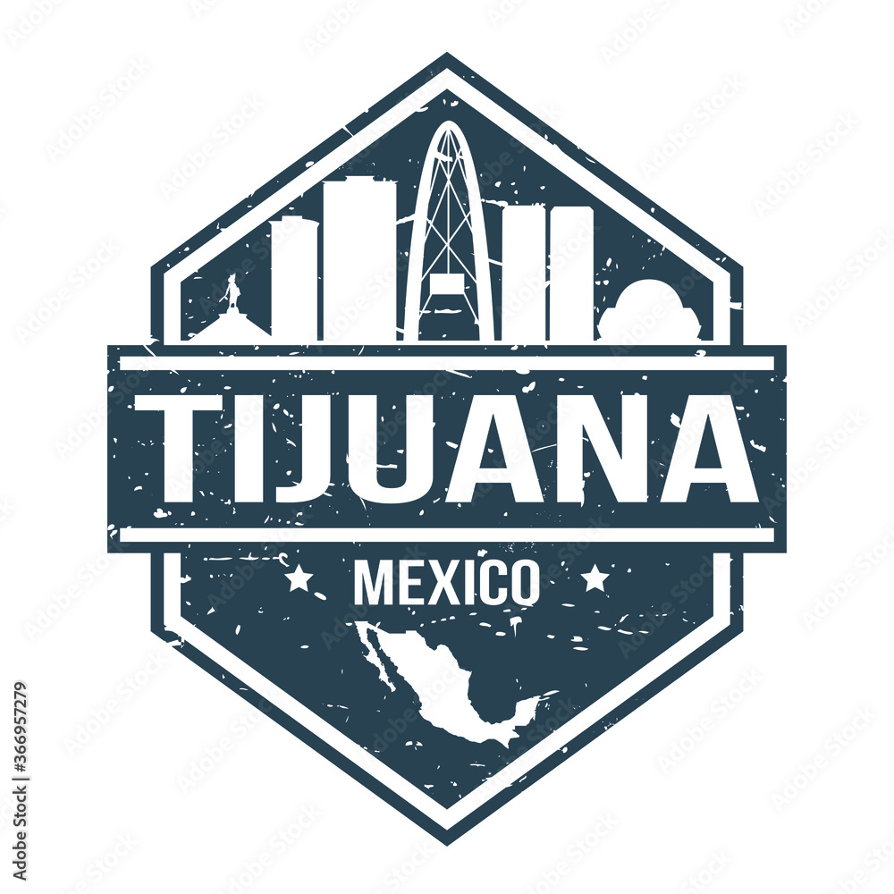 Tijuana Mexico Travel Stamp Icon Skyline City Design Tourism Badge ...