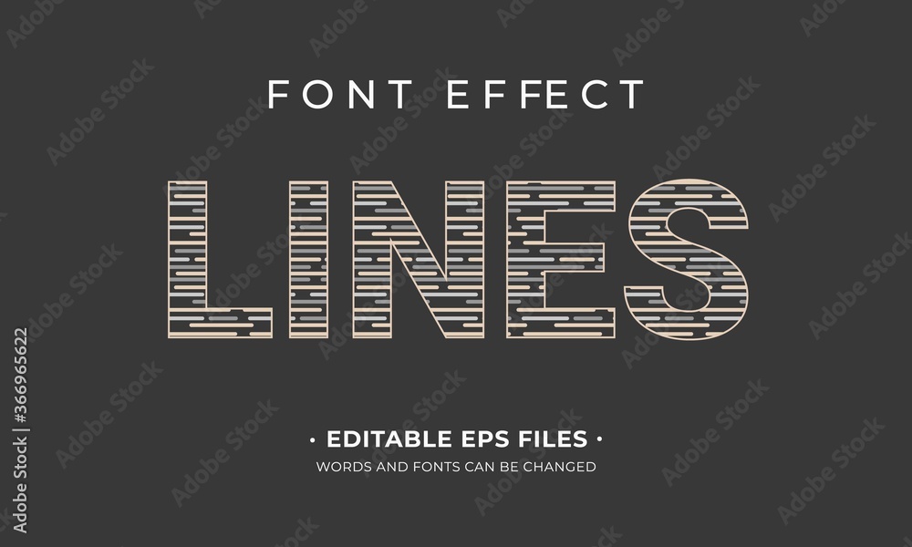 Lines font effect. Font effect with abstract line pattern vector design ...