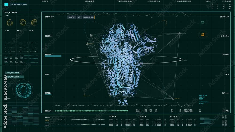 Microbiology concept: Animation huds of Spike Protein Structure of ...