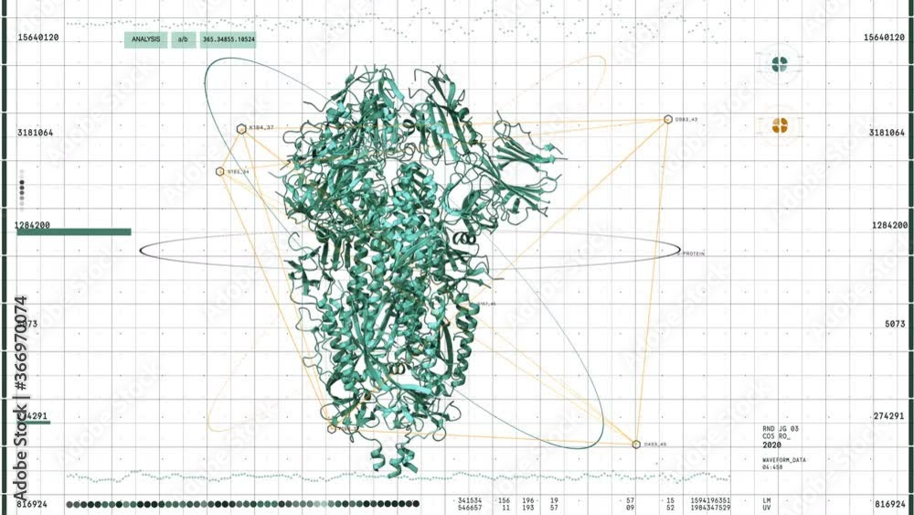 Green virus spike protein structure of SARS-COV-2 on screen, covid-19 ...