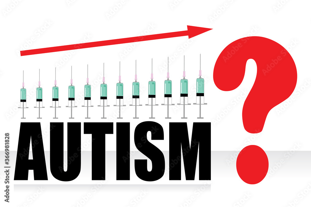 autism and vaccination correlation, question mark, vector illustration ...