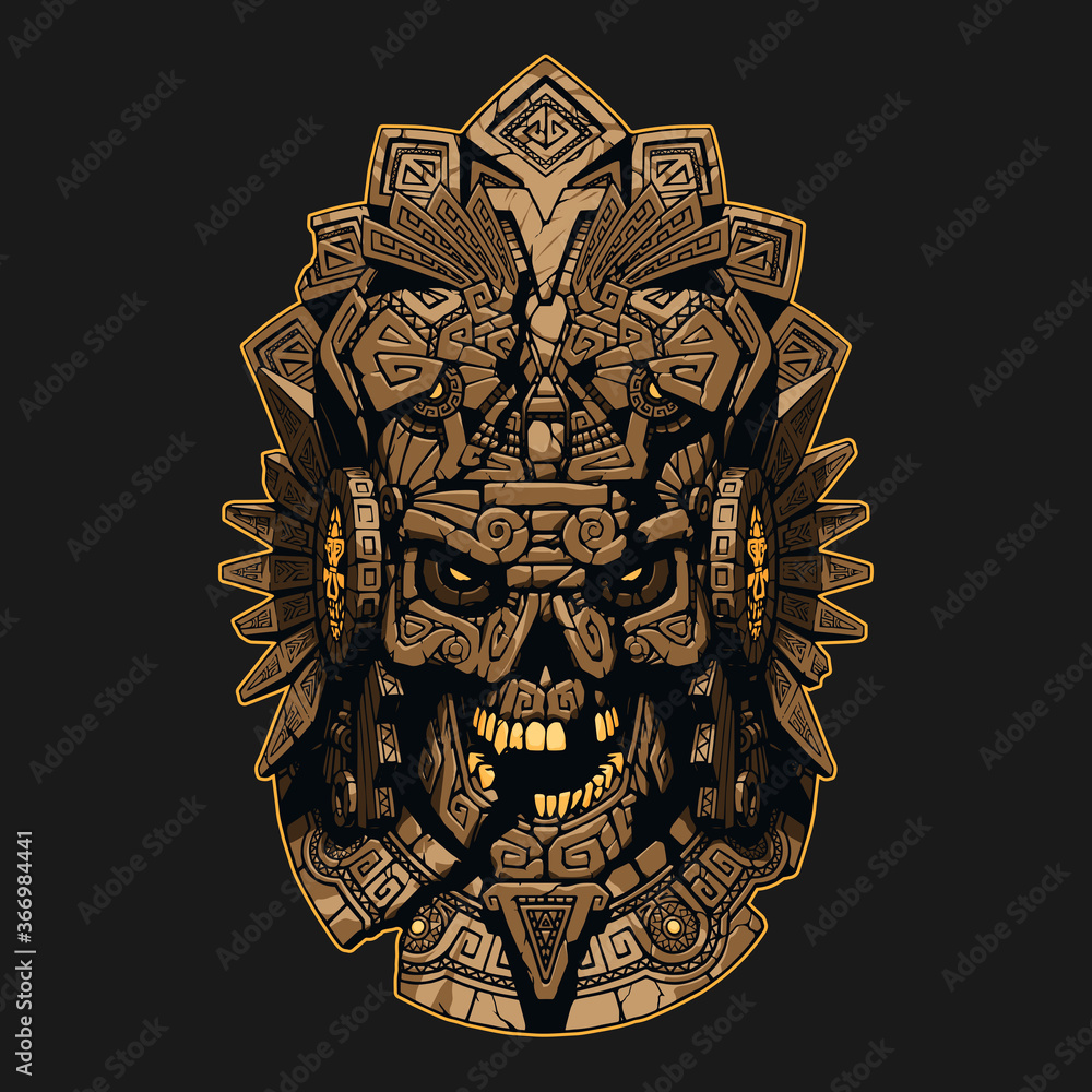Aztec ornament skull mask illustration Stock Vector | Adobe Stock