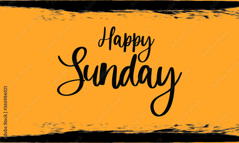 Happy Sunday Modern Typography Handwritten Calligraphy Black Color Text ...