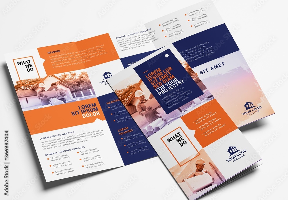 Handyman Construction Company Trifold Brochure Leaflet Stock Template ...