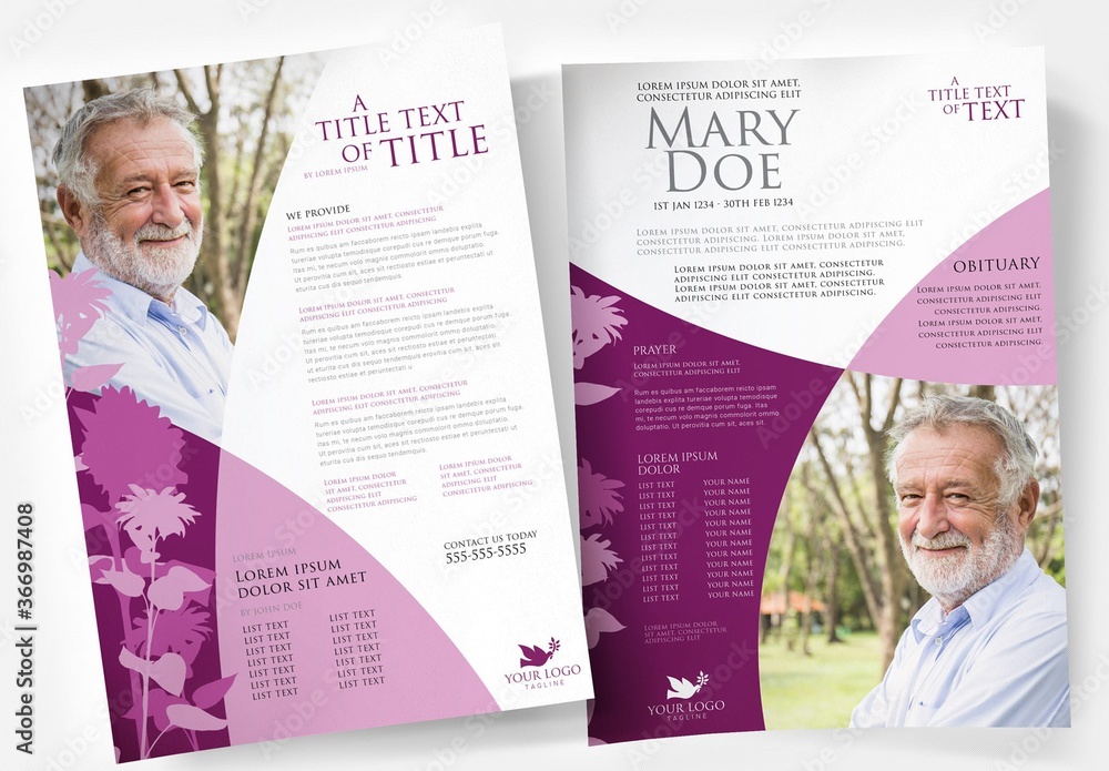 Modern Funeral Care Poster Flyer with Magenta Color Scheme Stock ...