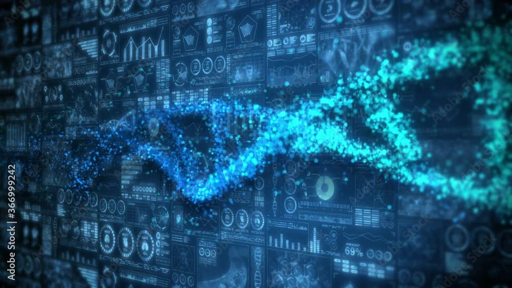 DNA helix molecule loop animation. DNA chromosome concept. Hologram ...