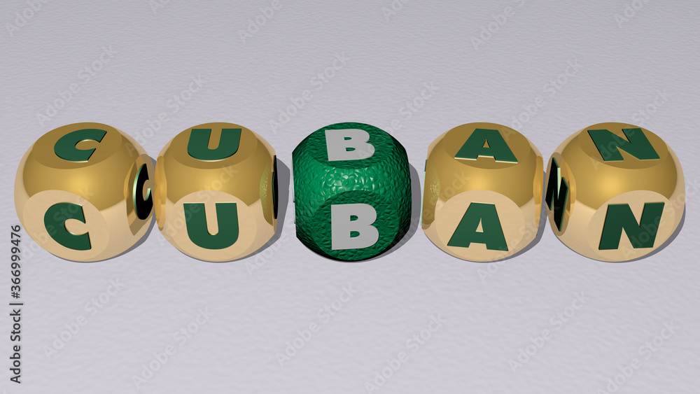combination of cuban built by cubic letters from the top perspective ...