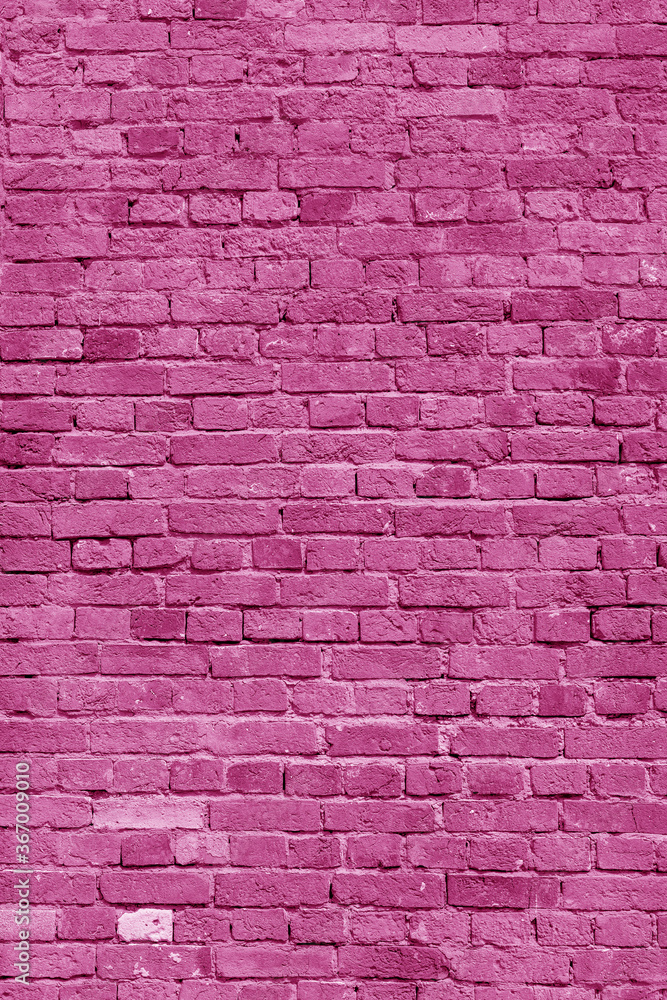 Pink brick wall. Loft interior design. Pink paint of the facade ...