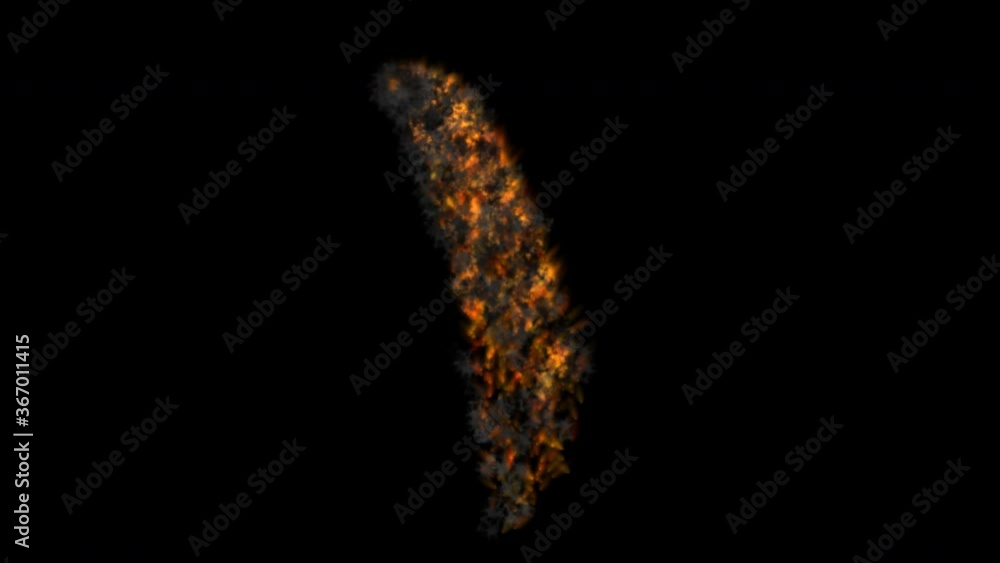 Realistic falling fire animation on black background . 4K animation for ...