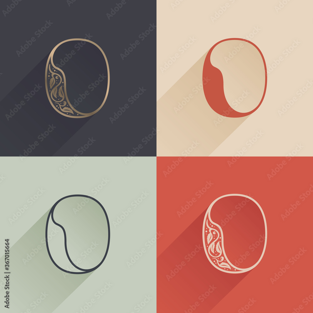 Classic O letter logo with premium decoration. Four style serif font ...