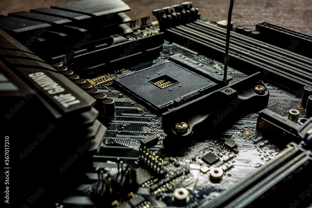 Socket am4 for amd processor on black motherboard asus tuf gaming on ...