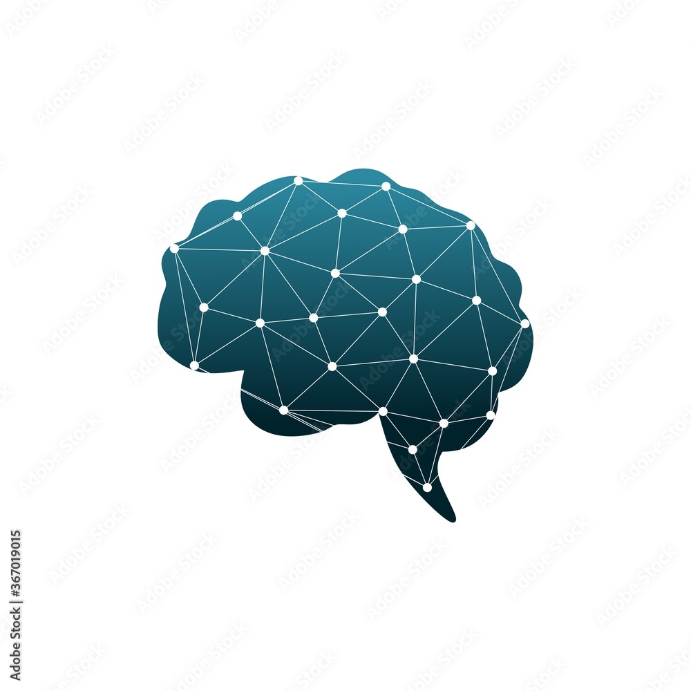 Modern brain link connected point logo vector. Digital human brain ...