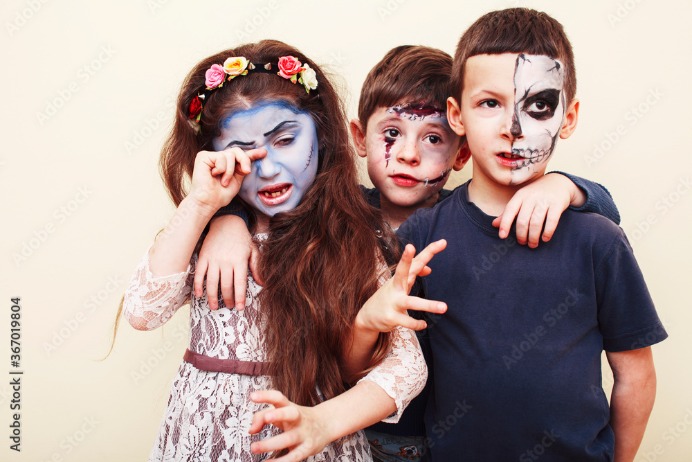 zombie apocalypse kids concept. Birthday party celebration facepaint on ...